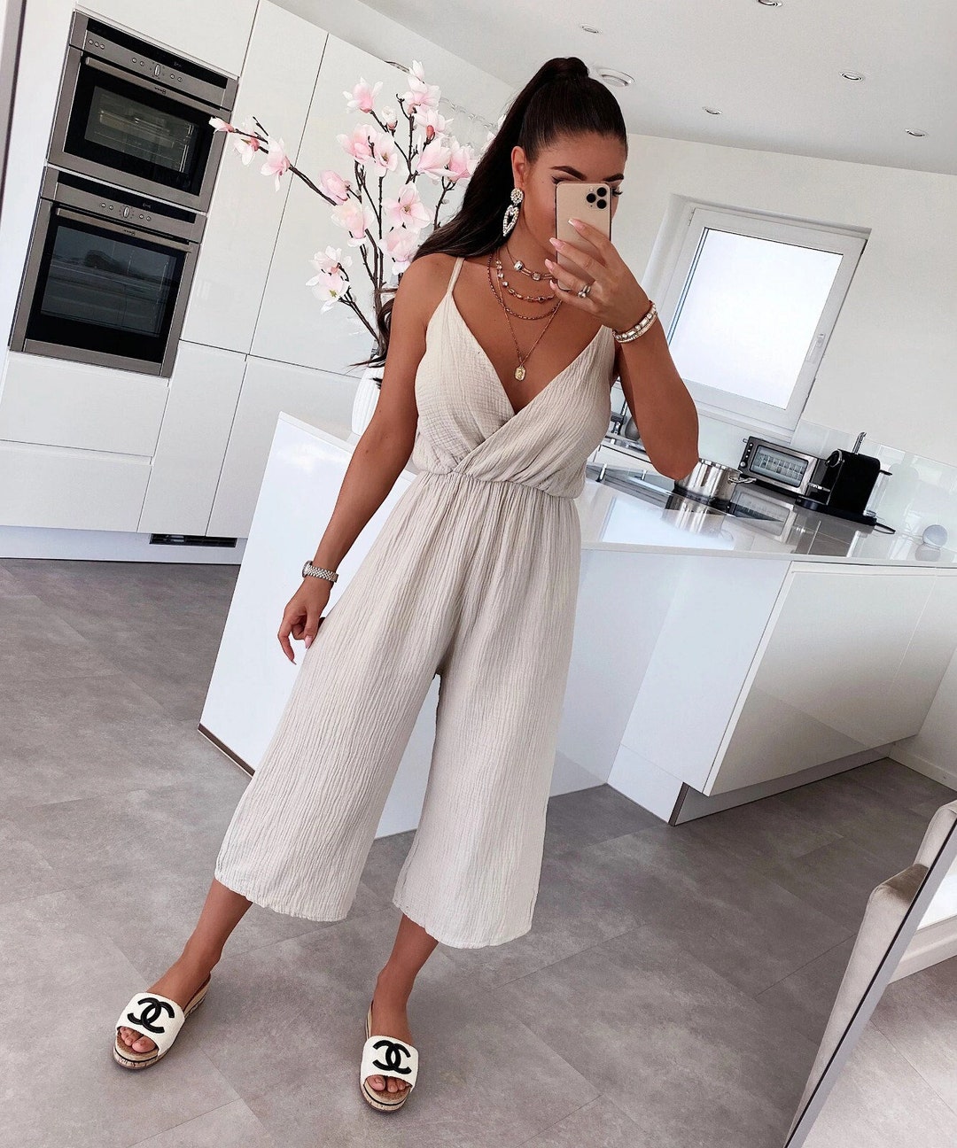 Women's 3/4 Leg Wrap Over Jumpsuit Strappy Romper Adjustable Straps - Etsy