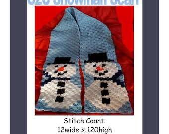 Crochet Pattern for an Adult Size Snowman C2C Scarf - Etsy