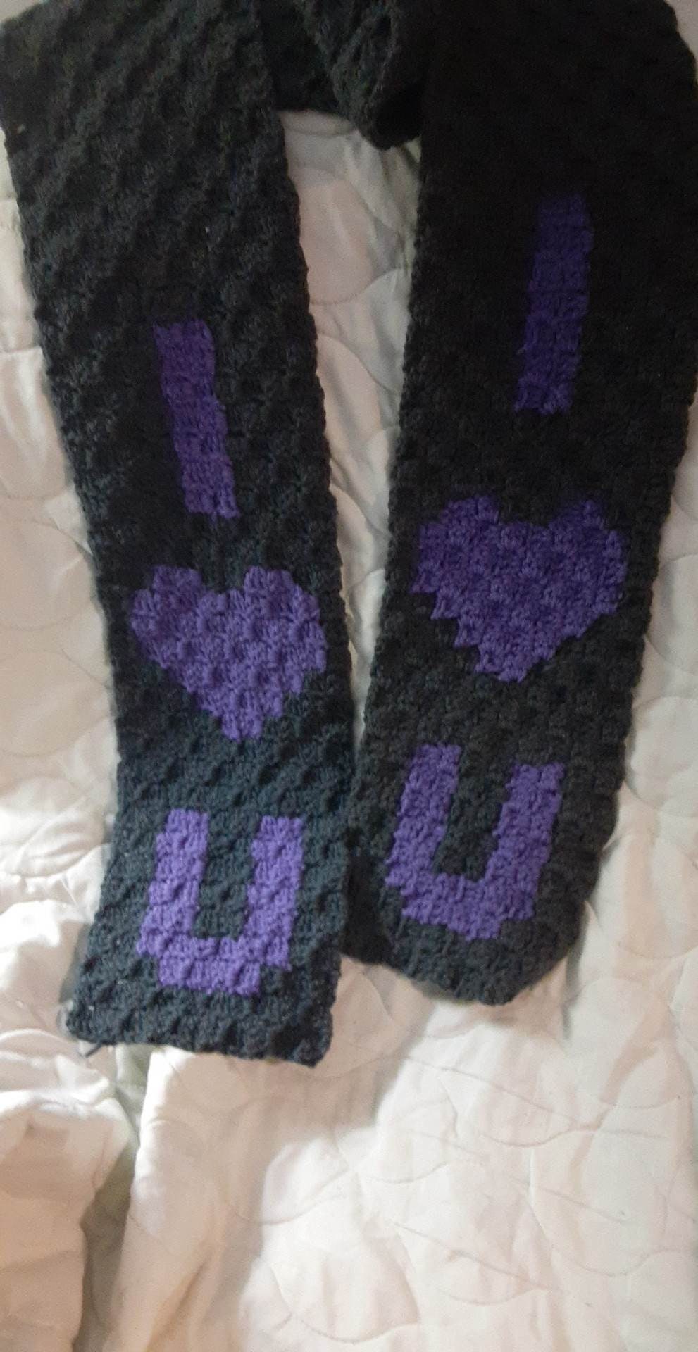 C2C (diagonal Box Stitch) Adult I Heart You Scarf - Etsy