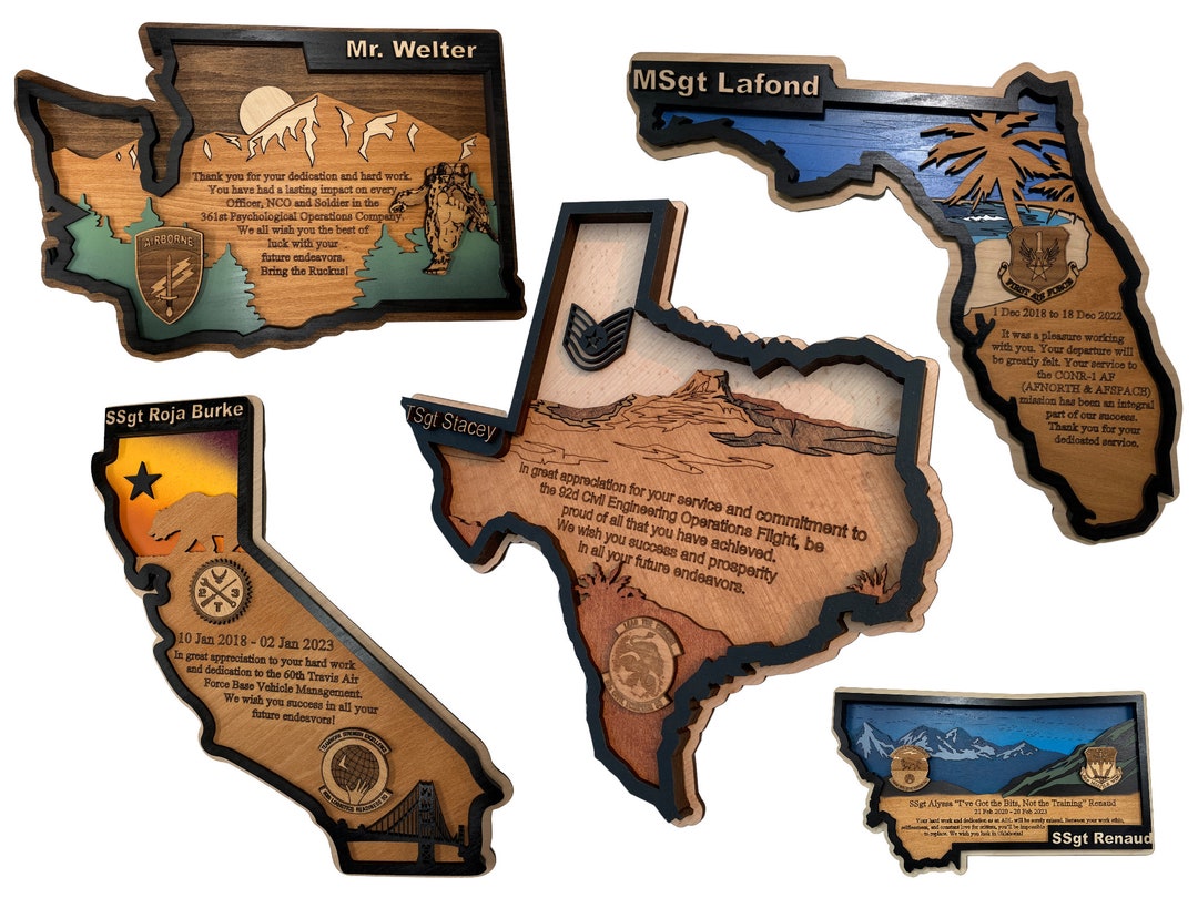 Custom Any US State Landscape Map Wood Plaque: Military PCS Gift - Etsy