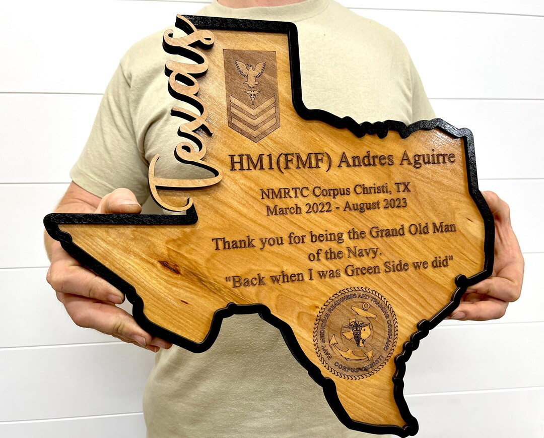 US State Map Plaque: Custom Wood Military Award - Etsy