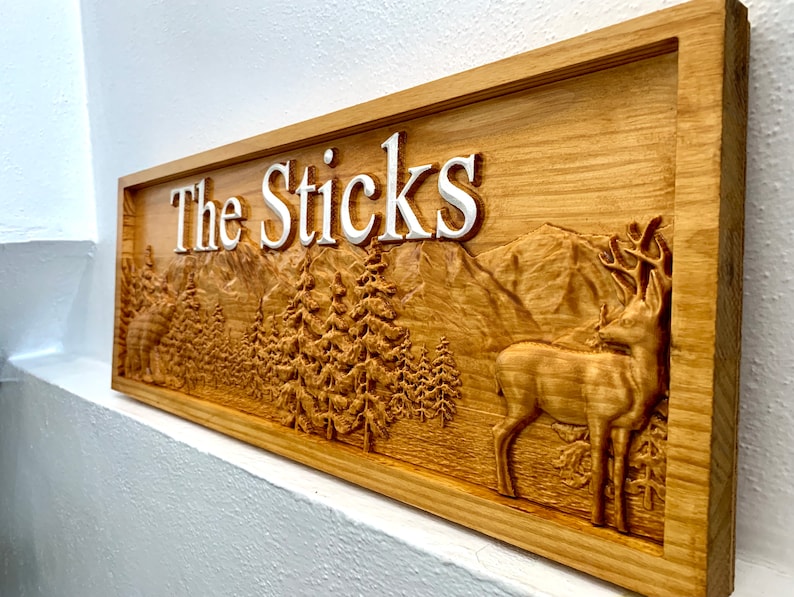 3D Hunting Sign Forest Woodland Mountain Scenery Sign Family - Etsy
