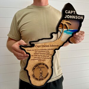 Guam Map | Layered Wood Landscape Custom Plaque | Military Gift Award ...