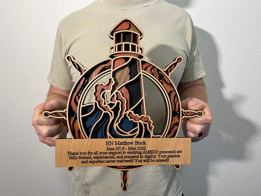 Custom Wood Lighthouse Plaque: Military Retirement Gift - Etsy