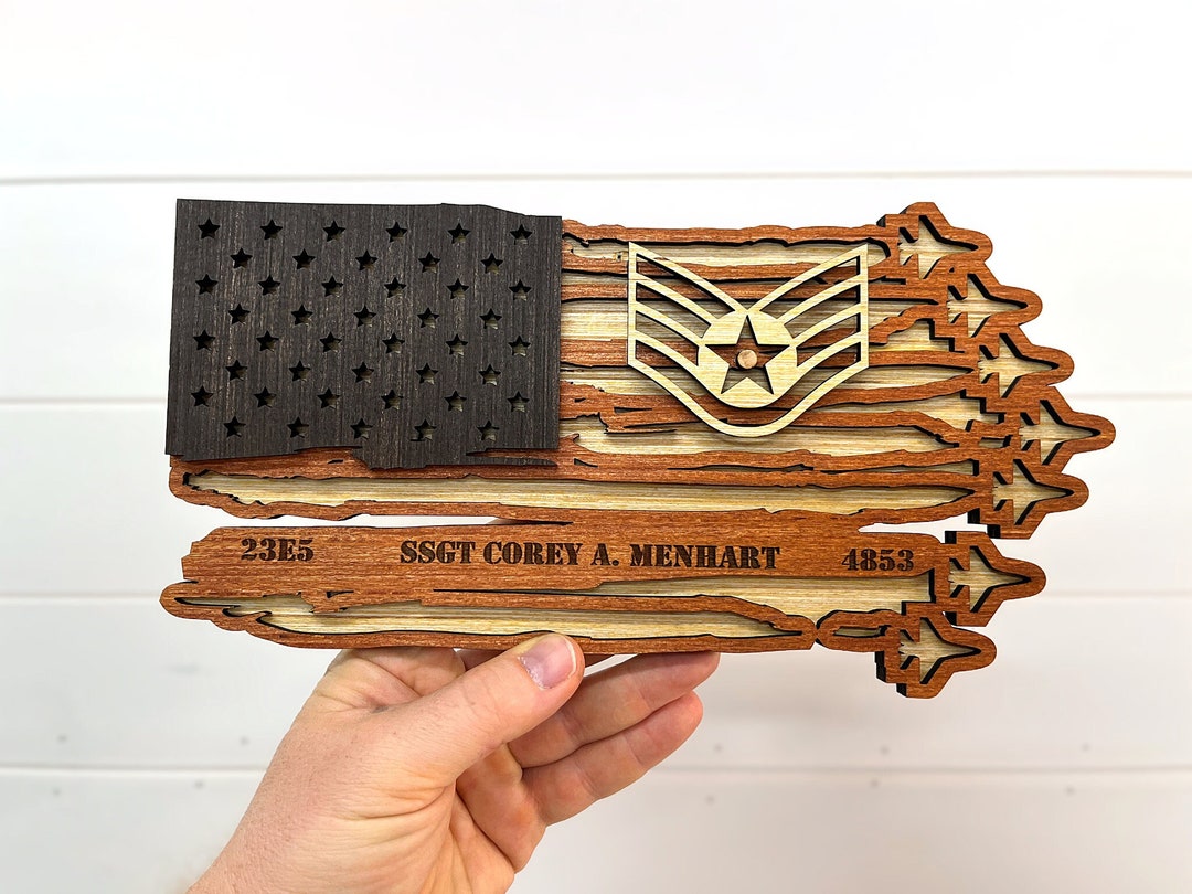 Mini USA Wood Flag Promotion Plaque: Promotion Gift for Any Military ...