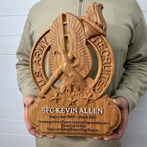US Army Recruiter Wooden Custom Plaque | Any Emblem | Military Gift ...