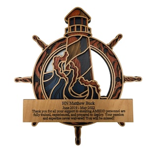 Custom Wood Lighthouse Plaque: Military Retirement Gift - Etsy