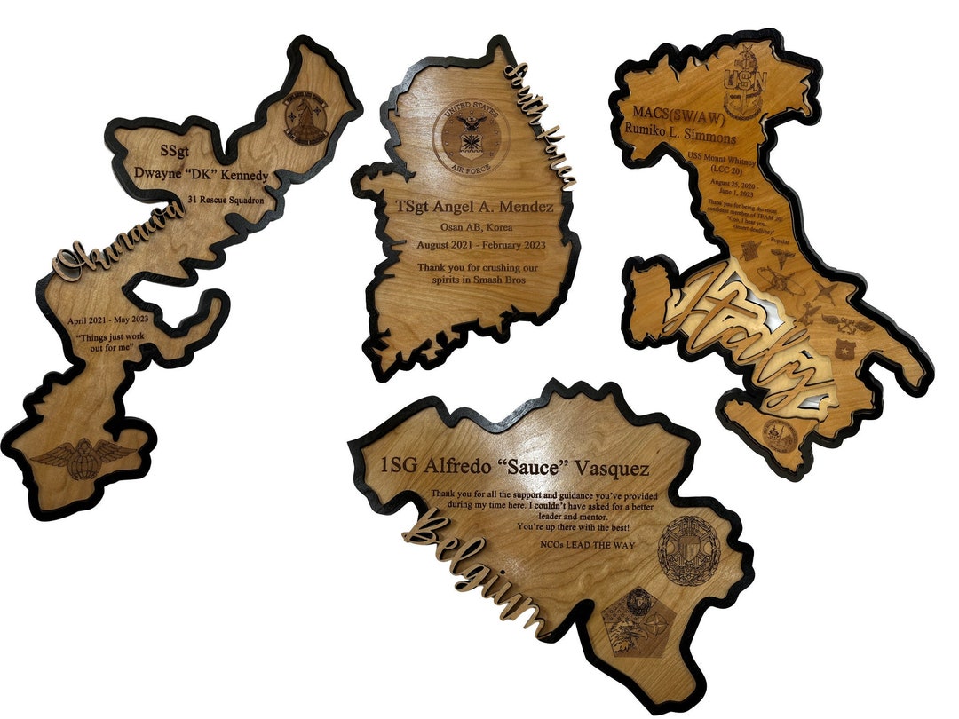 Custom Military Plaque: Country Map PCS Military Gift - Etsy
