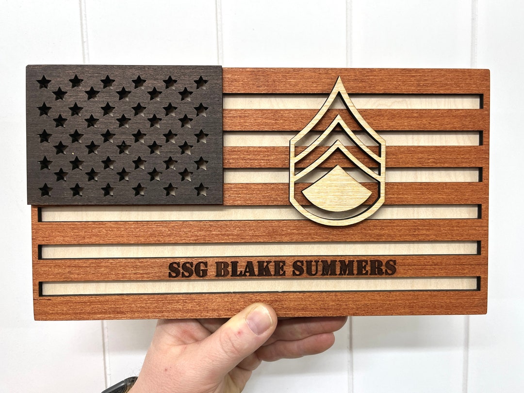 Mini Wooden US Flag Plaque: Military Promotion Gift - Etsy