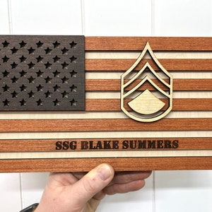 Mini Wooden US Flag Plaque: Military Promotion Gift - Etsy
