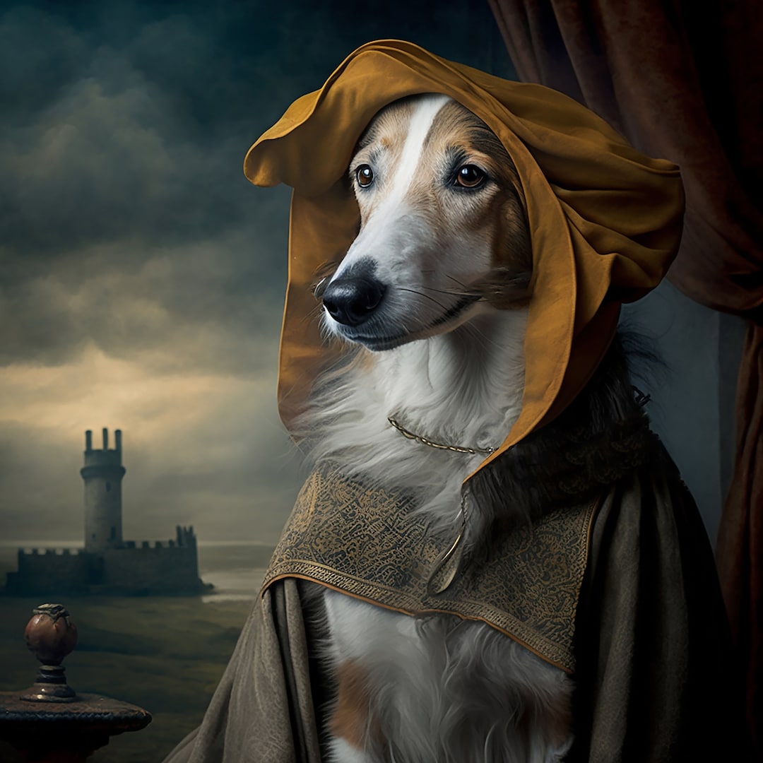 LURCHER / Greyhound Portrait / AI Generated / Printed on Canvas or as a ...