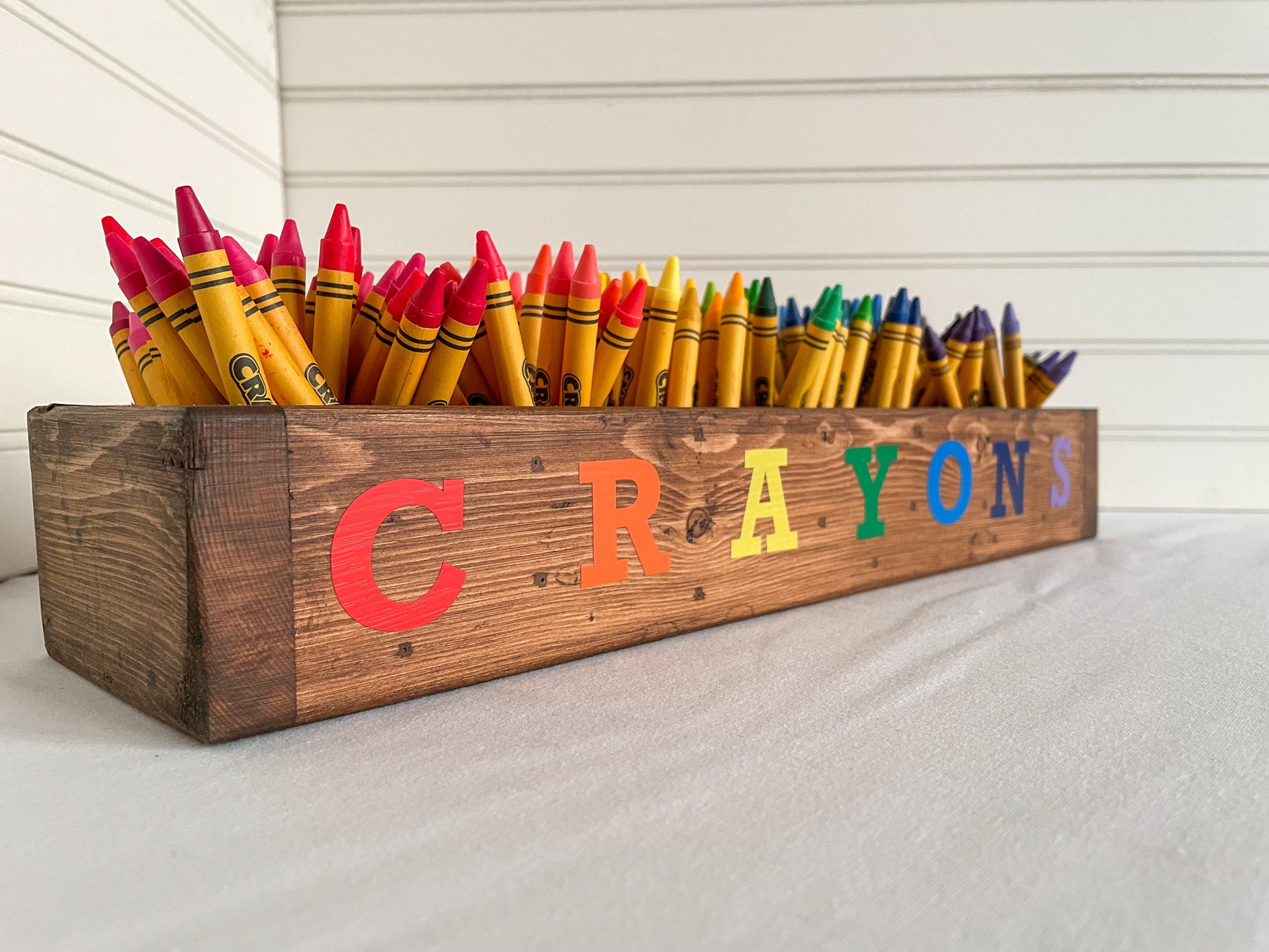 Wooden crayon box/Crayon box/ Coloring book/Crayons organizer/ | Etsy