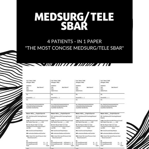 Med Surg / Telemetry 4 Patient SBAR Nursing Report Sheet - Etsy
