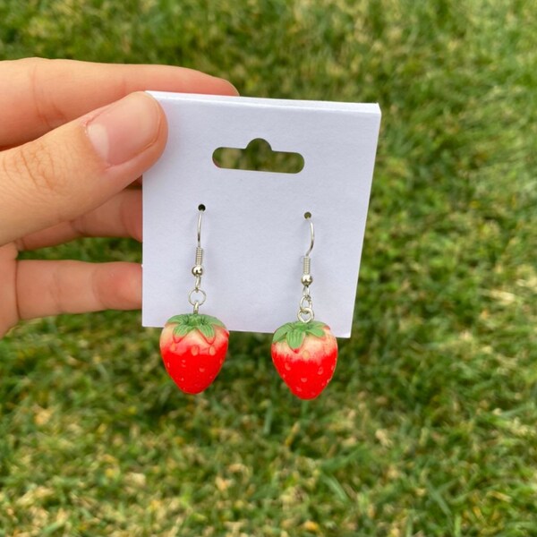 Strawberry Earrings - Etsy