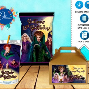 Hocus Pocus Halloween Labels for Birthday Party Pack Printable DIGITAL ...