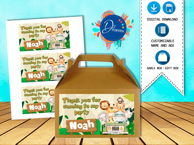 Safari Labels for Birthday Party Printable DIGITAL DOWNLOAD - Etsy