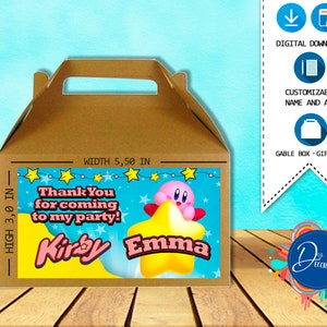 Kirby Box Label, Gable Box, Labels for Birthday Party-printable DIGITAL ...