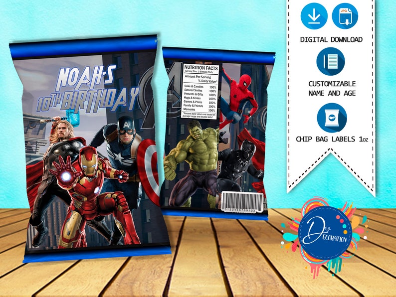 Avengers Pack 5 Labels for Birthday printable DIGITAL - Etsy