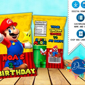 Mario Bros Labels for Birthday Party - Printable DIGITAL DOWNLOAD ...