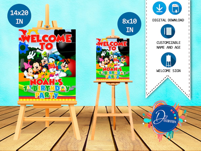 Mickey Mouse Clubhouse Welcome Sign Labels for Birthday Party - Etsy