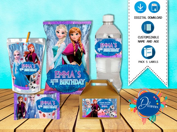 Frozen Pack 5 Labels for Birthday Party Printable DIGITAL - Etsy