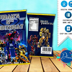 Transformers Labels for Birthday Party Pack - Printable DIGITAL ...