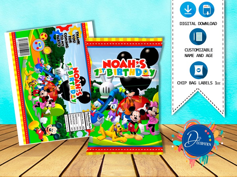 Mickey Mouse Clubhouse Pack 5 Labels for Birthday printable - Etsy