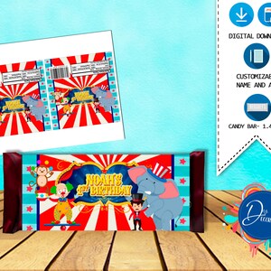Circus Pack 5 Labels for Birthday Party -printable DIGITAL DOWNLOAD ...