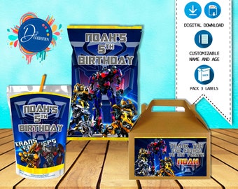 Transformers Chip Bag Birthday Party Potato Labels Labels Printable ...