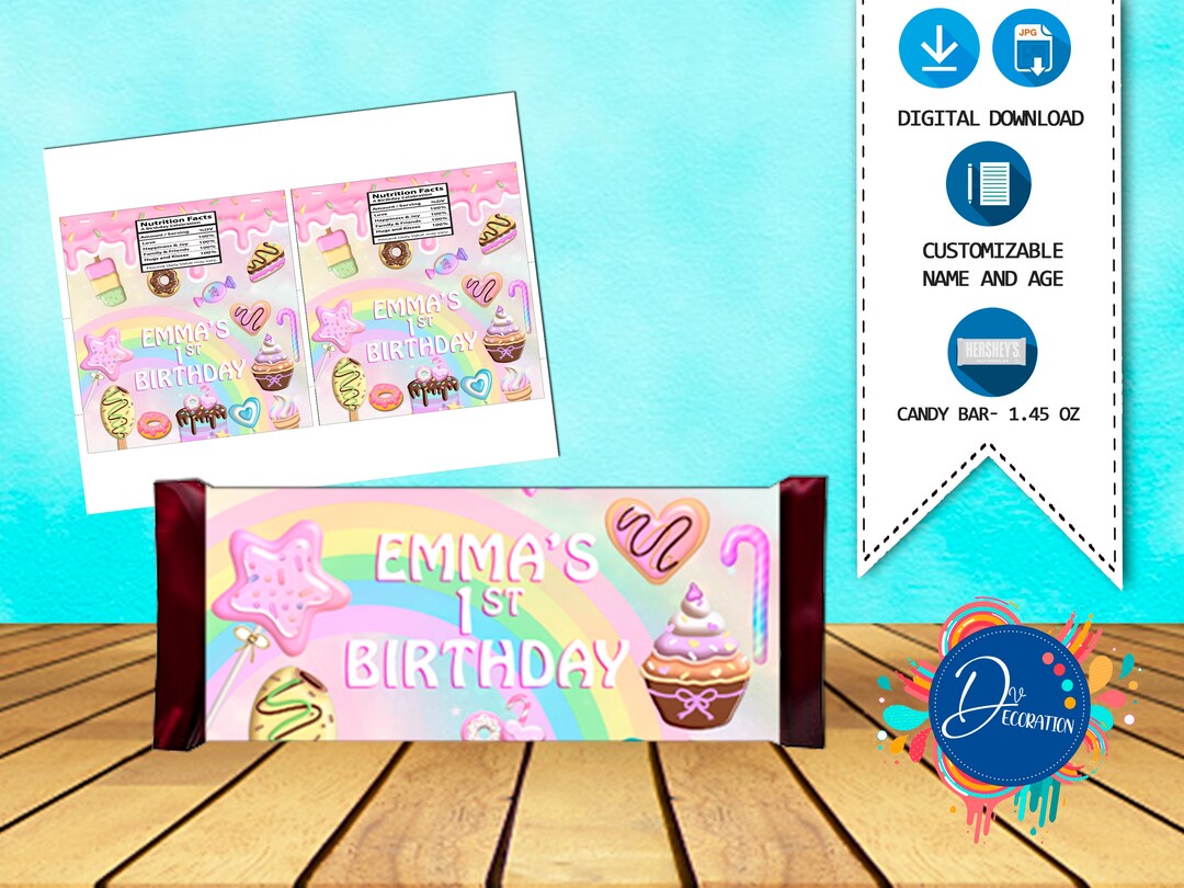 Candyland Chocolate, Labels for Birthday Party-printable DIGITAL ...