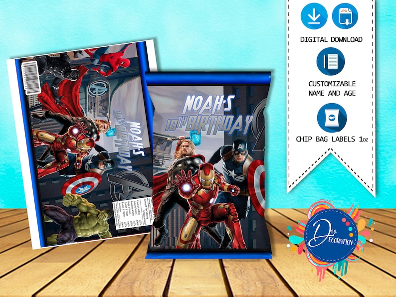 Avengers Pack 5 Labels for Birthday printable DIGITAL - Etsy