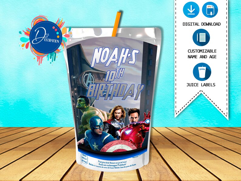Avengers Pack 5 Labels for Birthday printable DIGITAL - Etsy