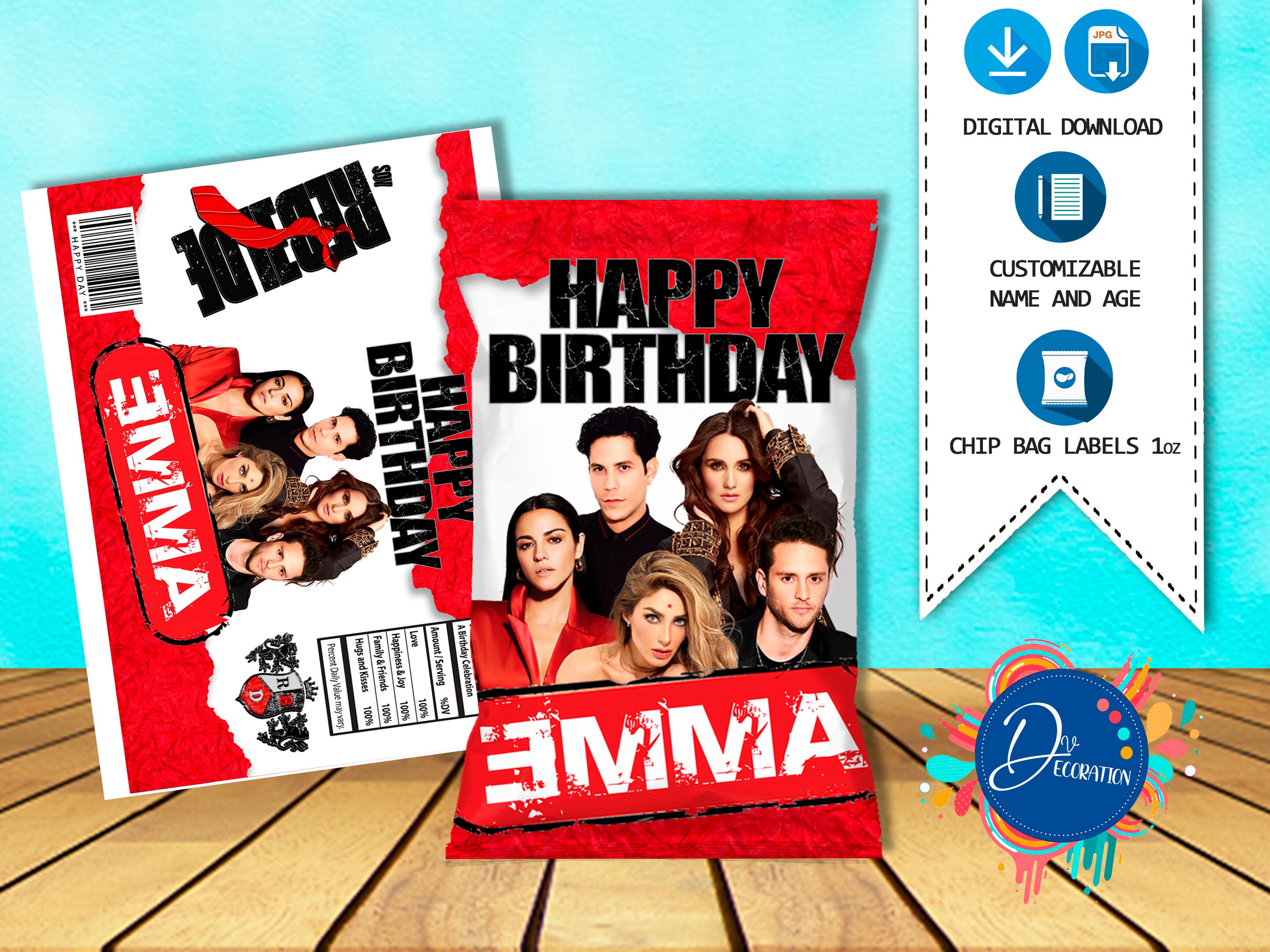 Rebelde Pack 3 Labels for Birthday Party Printable DIGITAL DOWNLOAD ...