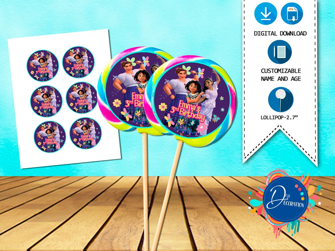 Encanto Lollipop, Labels for Birthday Party-printable DIGITAL DOWNLOAD ...