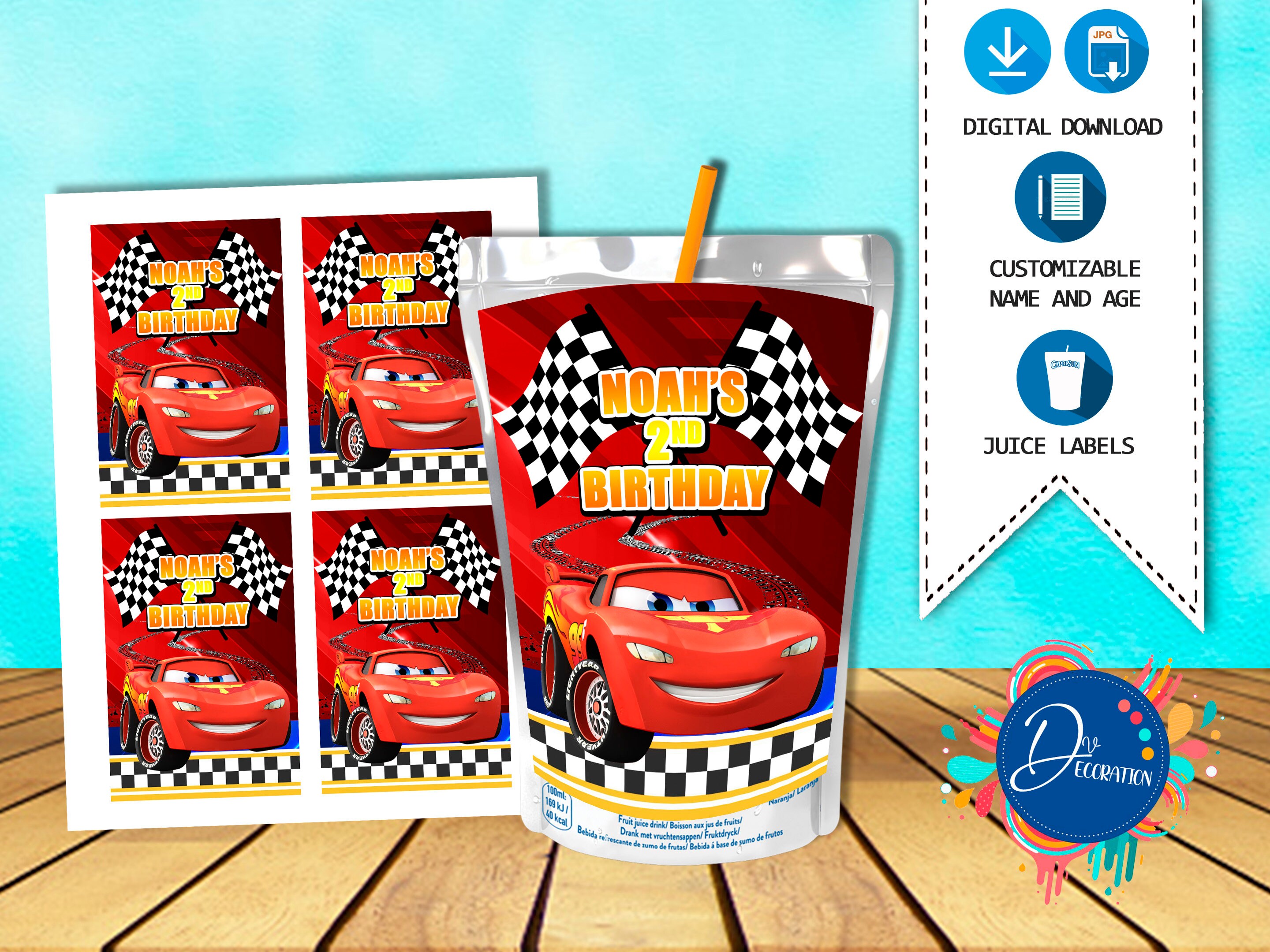 Cars Pack 3 Labels for Birthday Party Printable DIGITAL - Etsy