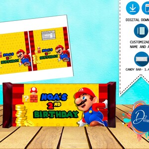 Mario Bros Pack 5 Labels for Birthday Party - Printable DIGITAL ...