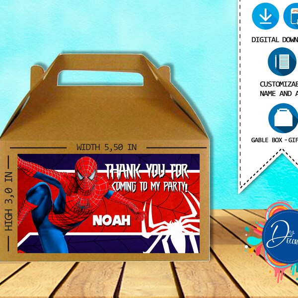 Spiderman Label Gable Box - Etsy