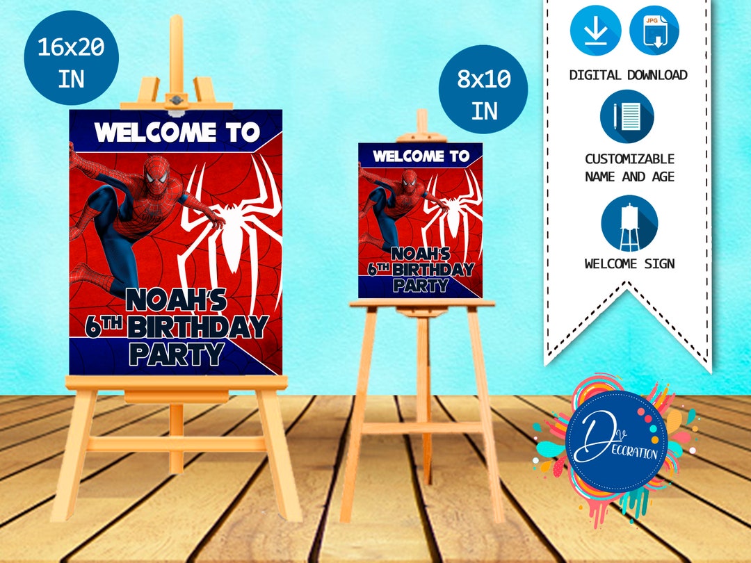 Spiderman Welcome Sign, Labels for Birthday Party - Printable DIGITAL ...