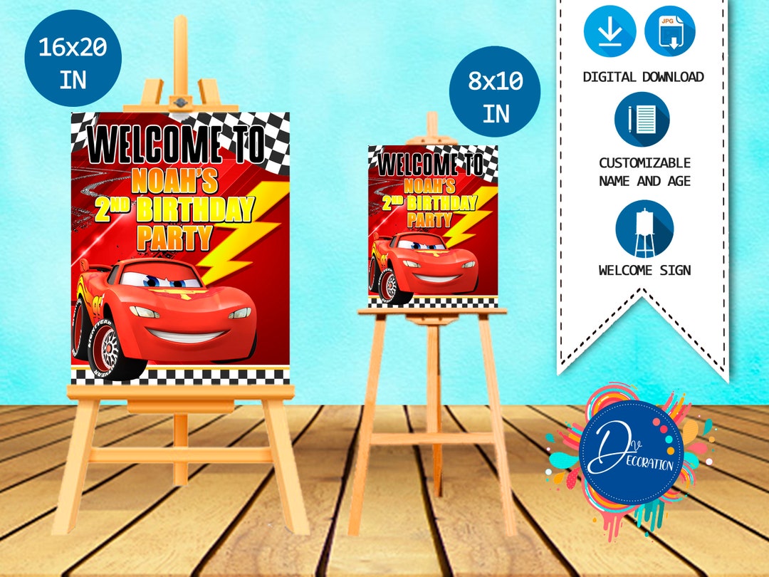 Cars Welcome Sign, Labels for Birthday Party Printable DIGITAL DOWNLOAD ...