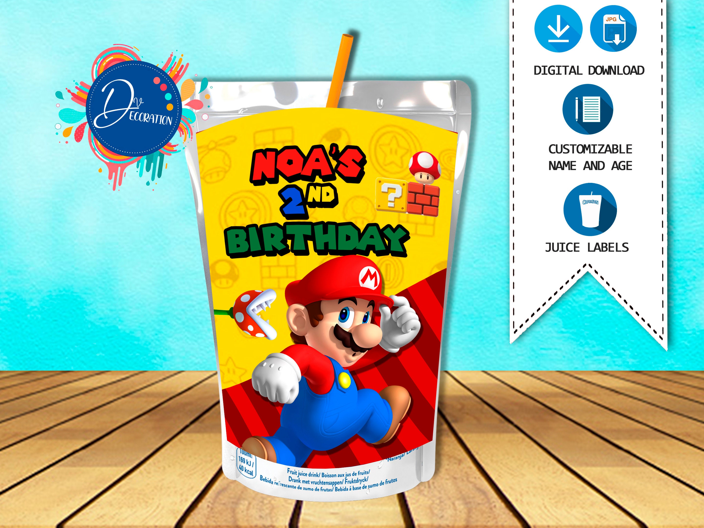 Mario Bros Labels for Birthday Party Printable DIGITAL - Etsy México