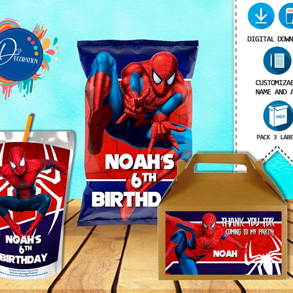 Spiderman Birthday Shirt Labels - Etsy