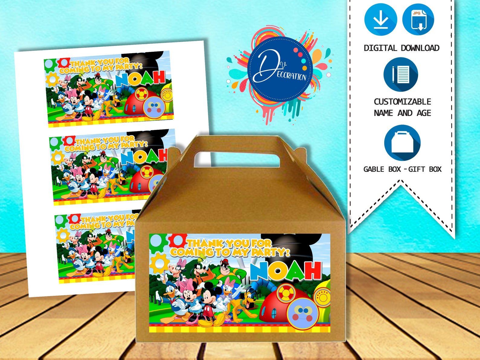 Mickey Mouse Clubhouse Box Label Gable Box Labels for - Etsy