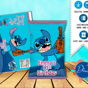 Stitch Pack 3 Labels for Birthday Party - Printable DIGITAL DOWNLOAD ...