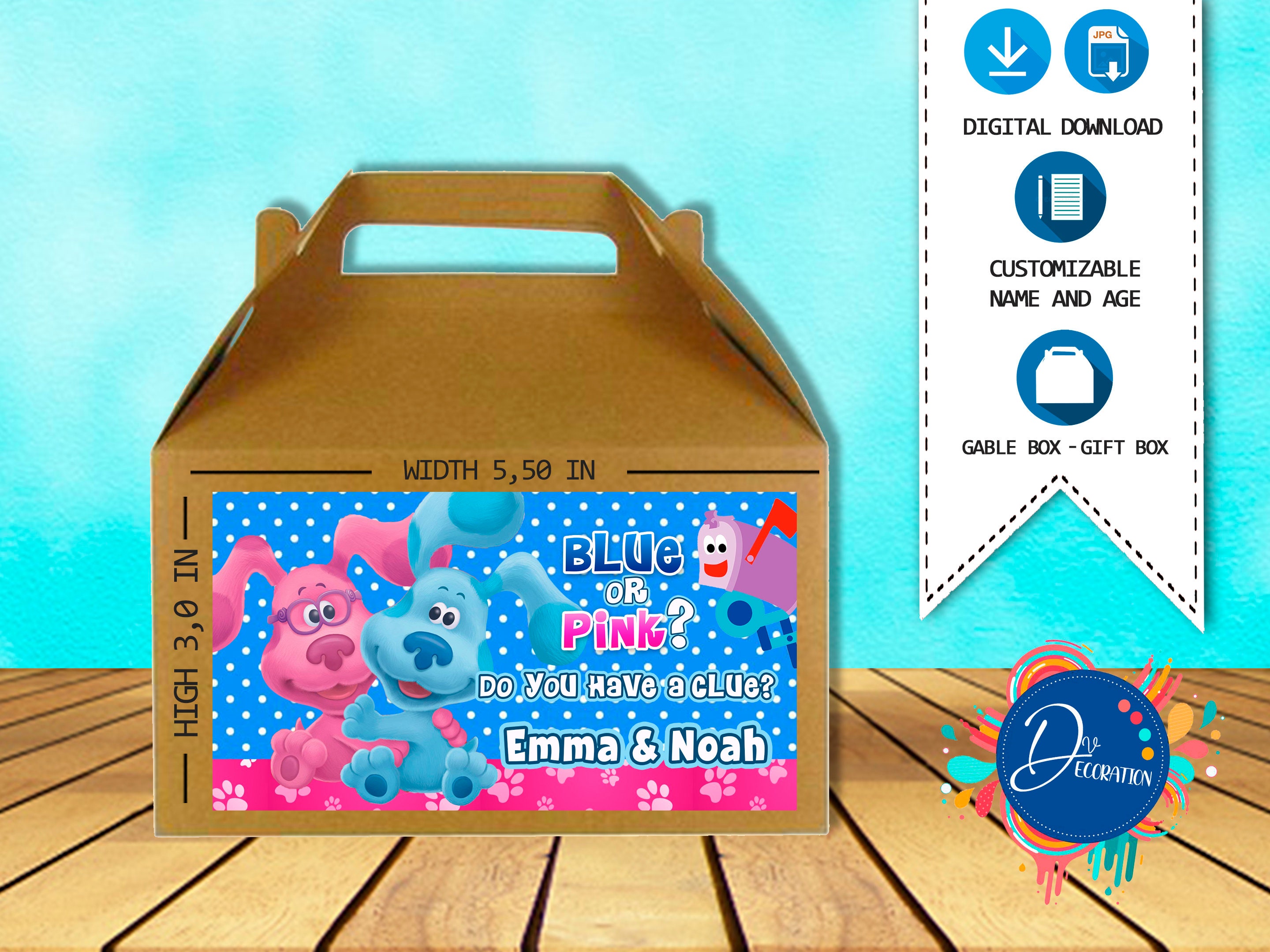 Blue's Clues Box Label Gable Box Labels for Gender - Etsy