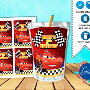 Cars Pack 5 Labels for Birthday Party - Printable DIGITAL DOWNLOAD ...