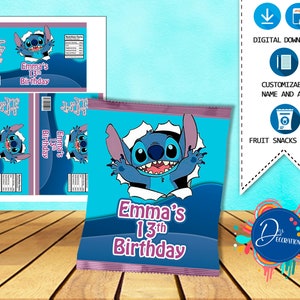 Stitch Fruit Snacks, Labels for Birthday Party - Printable DIGITAL ...