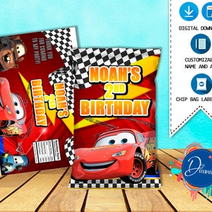 Cars Pack 5 Labels for Birthday Party - Printable DIGITAL DOWNLOAD ...
