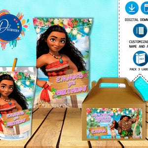 Moana Labels for Birthday Party Pack - Printable DIGITAL DOWNLOAD ...