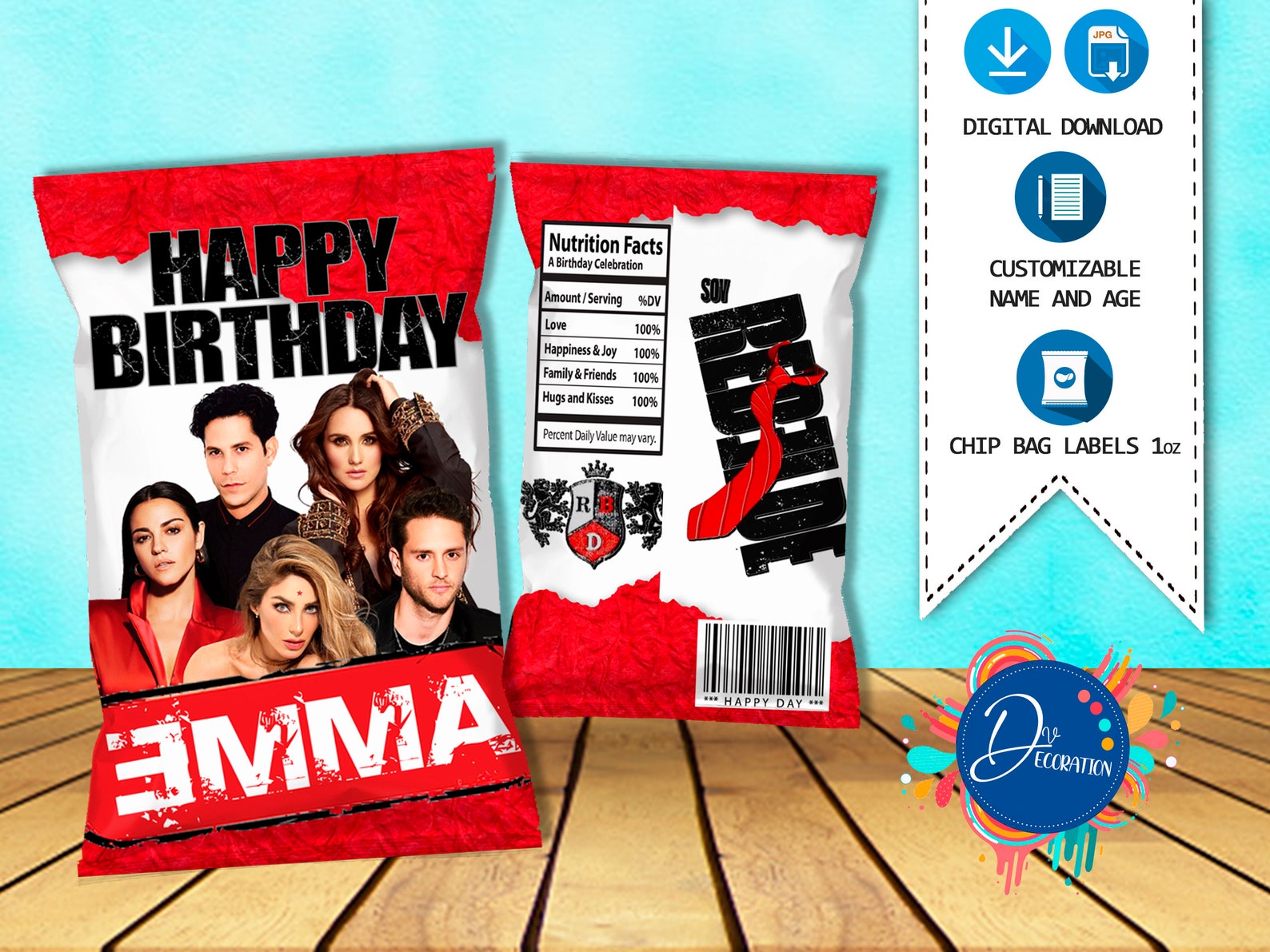 Rebelde Pack 3 Labels for Birthday Party Printable DIGITAL DOWNLOAD ...