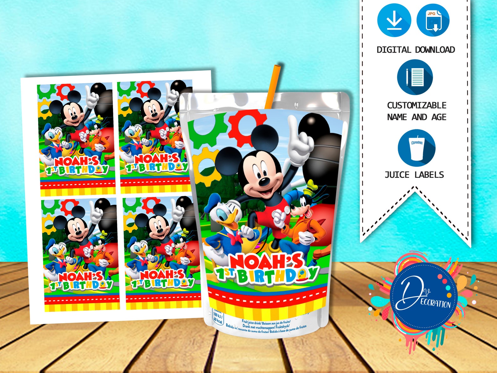 Mickey Mouse Clubhouse Pack 5 Labels for Birthday printable - Etsy